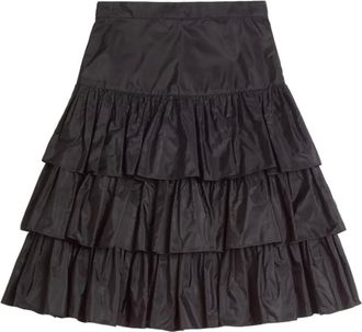 Valentino Garavani jupe en taffetas à volants - Noir