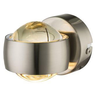 Globo Lighting home24 LED-Wandleuchte Randi 8 x 7 x 10cm Metall/Nickel Glanz Glasart: Klarglas Material: Glas, Metall Metallart: Eisen Oberfl&auml;che Metall: Vernickelt