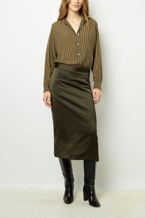Gerard Darel Jupe midi en satin - CORALINE - Kaki