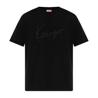 Kenzo Homme, Tops, Noir, Taille: XL T-Shirt Brod&eacute; Signature