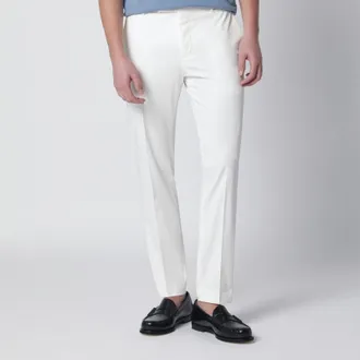 Pantaloni Torino White slim-fit cotton-blend trousers