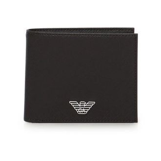 Emporio Armani Homme, Accessoires, Brun, Taille: ONE Size ASV portefeuille &agrave; deux volets Saffiano r&eacute;g&eacute;n&eacute;r&eacute;