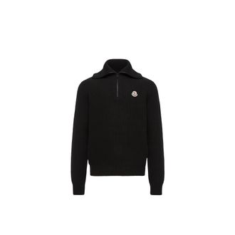 Moncler Moncler Logo Rib Wool Turtleneck, Men, Black, Size: 3xl