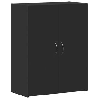 Generic B&uuml;roschrank mit 2 T&uuml;ren und 2 F&auml;chern, Mehrzweckschrank, Aktenschrank f&uuml;r Wohnzimmer, Schlafzimmer, Heimb&uuml;ro, Schwarz 60x32x77,5 cm Holzwerkstoff