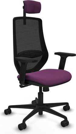 Piqueras y Crespo Idealer Stuhl f&uuml;r die Arbeit mit 2D-Armen, h&ouml;henverstellbare Lendenwirbelst&uuml;tze und h&ouml;henverstellbares Kopfteil und Neigungsverstellung, Schwarz/Viole