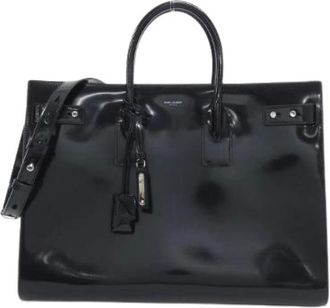Saint Laurent Pre-owned Sac de Jour Sac cabas fin en cuir verni grand mod&egrave;le - Femme - Pre-owned - Noir - Taille: ONE Size