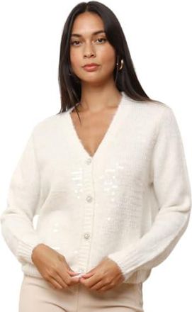 La Modeuse Cardigan à sequins et boutons perles