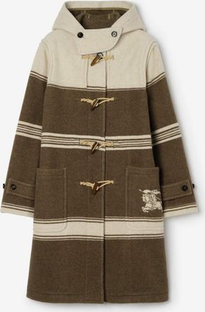 Burberry Woll-Baumwollmisch-Dufflecoat mit Streifenmuster, Size: 06