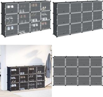 vidaXL Regalsystem mit 12 Würfeln und Türen Schwarz pp - Vidaxl