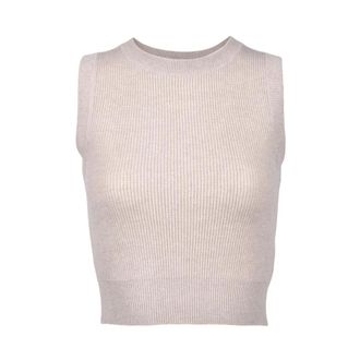 Brunello Cucinelli Femme, Pulls, Beige, Taille: 38 FR Pull ras du cou en cachemire