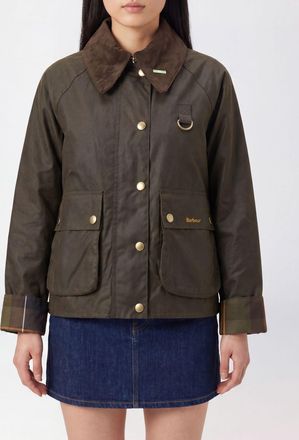Barbour Kurze Jacke Modern Spey aus gewachster Baumwolle mit Samtkragen