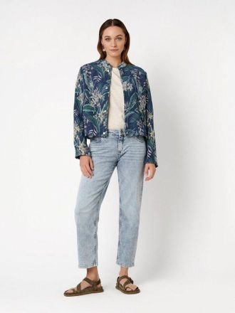 Toni Blusenjacke Jara aus Jacquard mit Bl&uuml;ten und Bl&auml;ttern