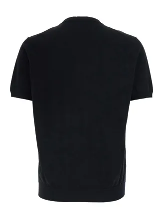 KANGRA Mens T-Shirt Crew Neck Black Cotton Top