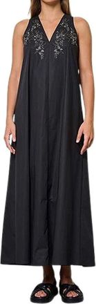 Kaos Kaos, Femme, Robes, Noir, Taille: 38 FR Robe Maxi Sans Manches &agrave; Col V