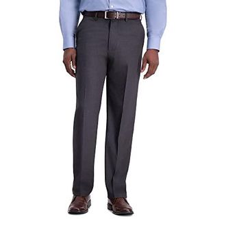 Haggar J.M. Haggar Mens Classic Fit Flat Front Solid Stretch Dress Pants, Charcoal Heather, 42W x 29L US
