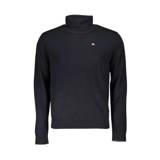 Napapijri Schwarzer bestickter Rollkragenpullover - - Knitwear - Herren - Schwarzk - 2XL