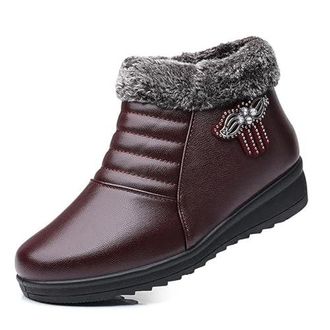 Generic Bottes de neige chaudes antid&eacute;rapantes avec fermeture &eacute;clair lat&eacute;rale et semelle souple et antid&eacute;rapante - Avec strass &eacute;tincelants - Pour la marche en