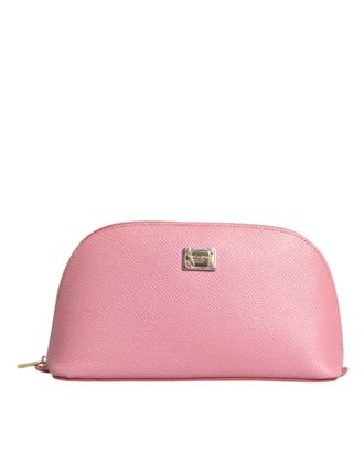 Dolce & Gabbana Rosa Leder DG Logo Rei&szlig;verschluss Handtasche Pouch Geldb&ouml;rse