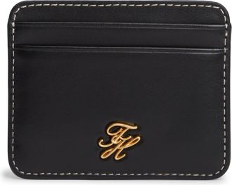 Tommy Hilfiger Kartenetui TOMMY HILFIGER TH SCRIPT LEATHER CC HOLDER, Damen, schwarz, Leder, unifarben, Basic, Kleinlederwaren, Unisex Minigeldbeutel, Portemonnaie m