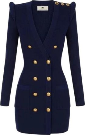 Elisabetta Franchi Am13S66E2 Strick-Minikleid - - Dresses - Damen - Blau - M