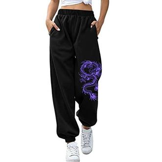 Generic Pantalon d&eacute;contract&eacute; &agrave; jambes larges pour femme - Pantalon habill&eacute; fluide imprim&eacute; pour les loisirs et le sport | Styles unis et &agrave; motifs, violet, XXL