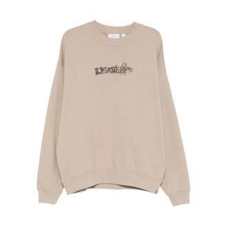 Off-white Homme, Sweatshirts et sweats &agrave; capuche, Beige, Taille: S Crew Neck SweaT-shirt