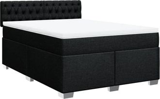 vidaXL Boxspringbett mit Matratze Schwarz 160x200 cm Stoff Vidaxl