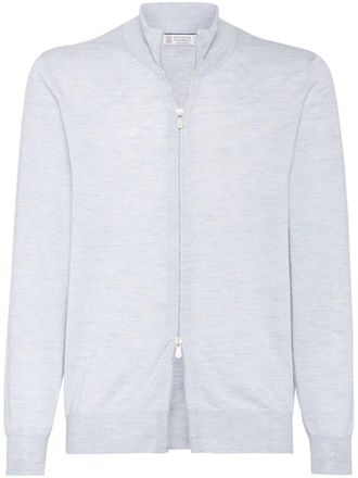 Brunello Cucinelli pull &agrave; col montant zipp&eacute; - Bleu