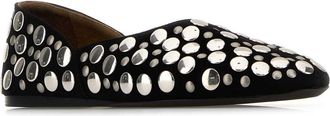 Khaite Womens Embellished Suede Jane Ballerinas Black Ballerine Flat Shoes