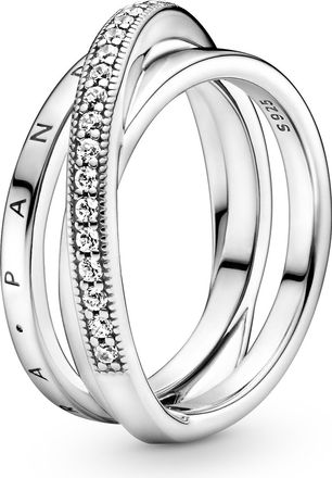 Pandora Ring überkreuzendes Dreifachband silber, Zirkonia 199057C01 48