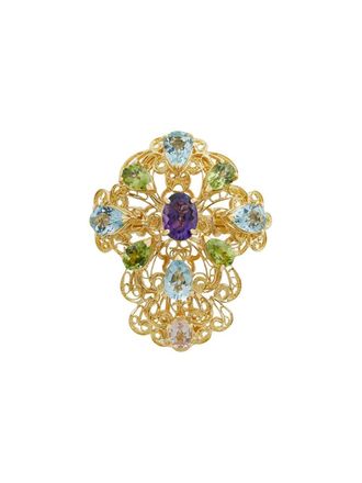 Dolce & Gabbana bague Pizzo en or jaune 18ct ornée daméthyste, daigue-marine, de péridot et de morganite