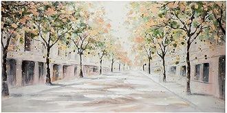 Gilde Deko Wandbild Allee Straße - großes Bild XXL Leinwand auf Keilrahmen 140 x 70 cm - Deko Wohnzimmer - weiß grün creme