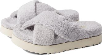 UGG Damen Fuzz Sugar Terry Cross Slide Hausschuh, Metallgrau, 37 EU