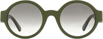 Moncler Runde Sonnenbrille mit Logo - Gr&uuml;n