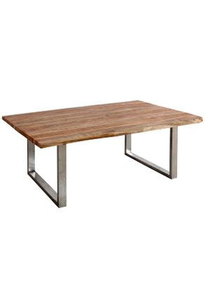 Landscape Couchtisch, Akazie, Edelstahl, Holz, Metall, Akazie, Hartholz, Holz, U-Form, 70x45x118 cm, Wohnzimmer, Wohnzimmertische