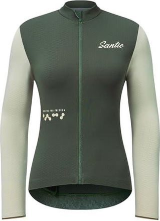 Santic Maillot de cyclisme pour femme - Manches longues - Slim - Pour le printemps et lautomne - Pour vélo de course - VTT - Thermique, vert, XL