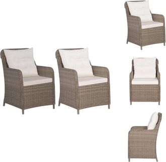 vidaXL Gartenstühle mit Polstern 2 Stk. Poly Rattan Braun - Gartensessel - Gartenmöbeln - Outdoor Möbel - Rattan Sessel - Balkonmöbel