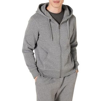 Amazon Essentials Sweat &agrave; capuche en polaire avec fermeture &Eacute;clair int&eacute;grale (grandes tailles disponibles) Homme, Gris Clair Chin&eacute;, 4XL Grande taille Taille Tall