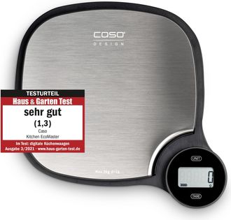 Caso Kitchen EcoMaster - Design Küchenwaage, Testurteil: Sehr Gut, digitale Küchenwaage, batterielose Nutzung durch kinetische Energie, Wiegeskala bis 5 kg
