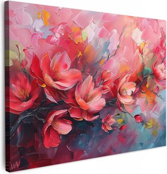 MuchoWow © Wandbilder 80x60 cm Schlafzimmer Home Deko Wohnung Bild Wohnzimmer Fotoleinwand Wand Bilder Leinwand Wall Decor Blumen - Rosa - Aquarell - Natur - K