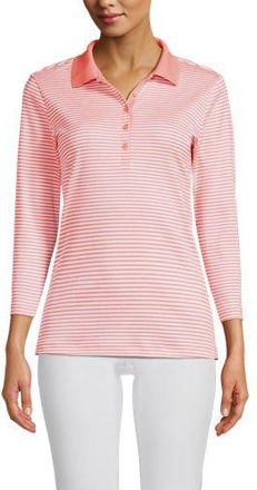 Lands End Supima-Poloshirt mit 3/4-&Auml;rmeln, Damen, Gr&ouml;&szlig;e:40-42 regular, Pink, Baumwolle, by Lands End