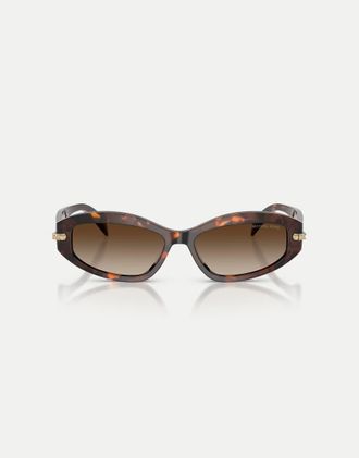 Michael Kors Wilmington ovale Sonnenbrille mit grauen Gl&auml;sern in Luggage Tortoise-Braun