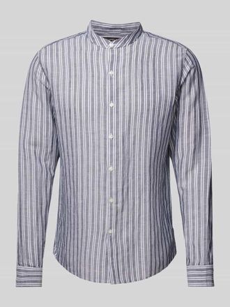 Michael Kors Slim Fit Leinenhemd mit Stehkragen