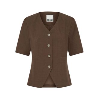 Ichi Blazer mit kurzen &Auml;rmeln - - Jackets - Damen - Braun - M