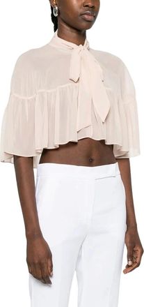 Max Mara Femme, Blouses et Chemises, Rose, Taille: 38/40 FR Tie Detail Ruffle Shirt