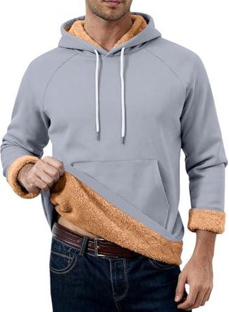 Generic Sweat &agrave; capuche pour homme - Cordon de serrage - T-shirt &agrave; manches longues - Couleur unie - Sweat &agrave; capuche doubl&eacute; - Confortable - Pull en polaire d&eacute;c