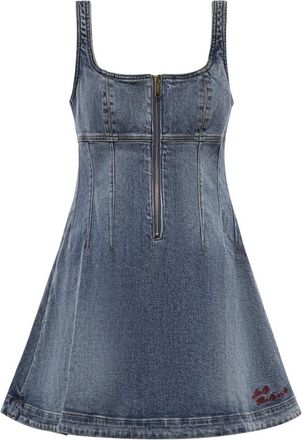 Self Portrait Femme, Robes, Bleu, Taille: 38 FR Denim Mini Dress