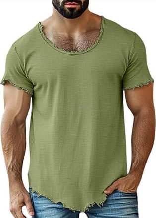 Generic T-shirt basique pour homme - Noir - Col rond - T-shirt de sport pour homme - Respirant - Manches longues - Ourlet ray&eacute; - T-shirt dentra&icirc;nement respira