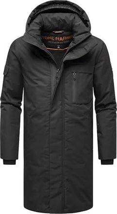 Stone Harbor Manteau dhiver chaud pour homme avec capuche amovible et bande de protection magnétique Xandroo XX S-3XL, Noir, XL
