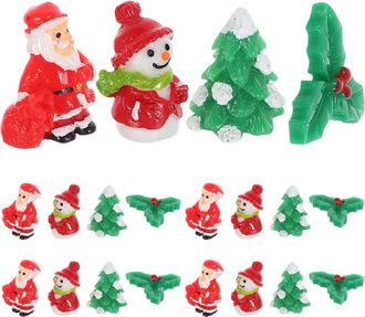Aboofan 20 St&uuml;ck Festliche Ornamente Weihnachtsdekoration Kunstharzornamente Miniaturmodellornamente Dorfszenen Accessoires Harzminiaturen Weihnachts Winteror